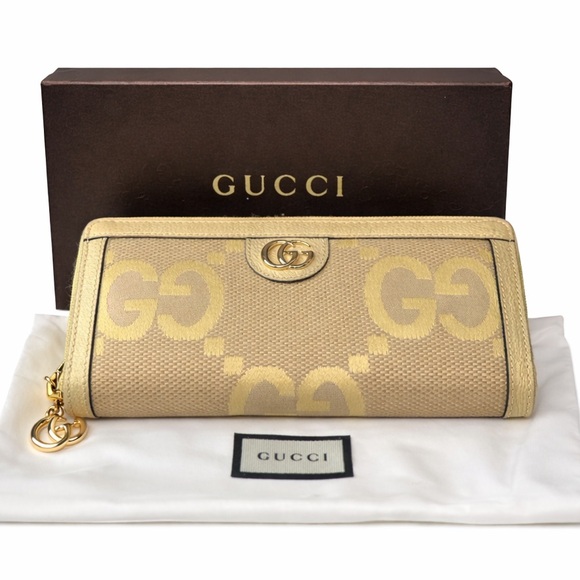 Gucci | Bags | Gucci Gg Ophidia Yellow Jumbo Long Zip Wallet New | Poshmark